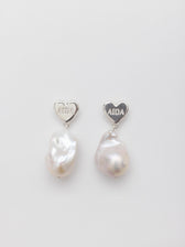 Aida Heart Pearl Earrings